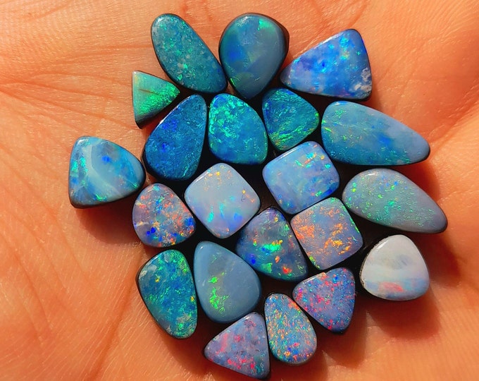 21 Pieces Australian Opal Mix Shape Doublet, Multi Blazing Flash Good ...