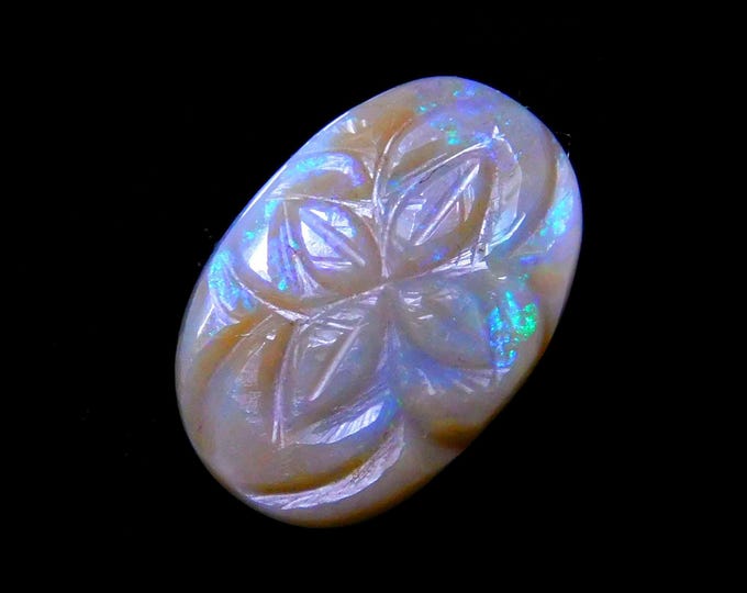 4 Carat Australian Opal Carving Cabochons, Oval Shape Multi Flash ...