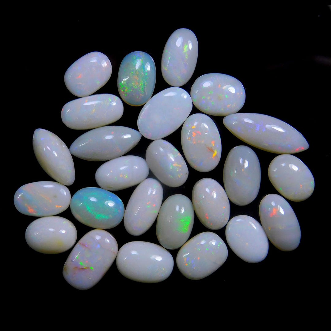 Australian Opal Cabochon Mix: Multi-flash Gemstone Batch (25 Pieces, 44 ...