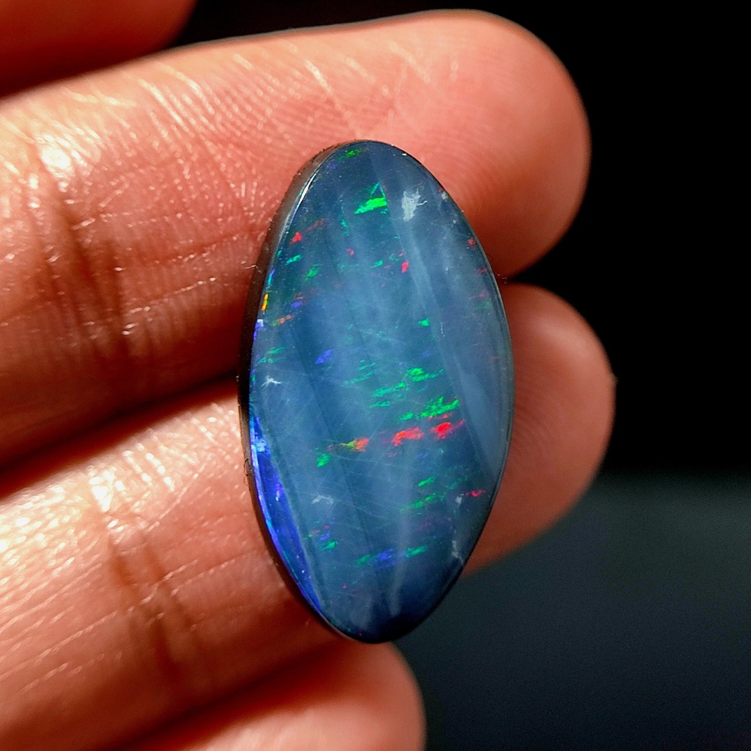 Semi Black Australian Opal Multi Play of Color Doublet, Fancy Shape ...