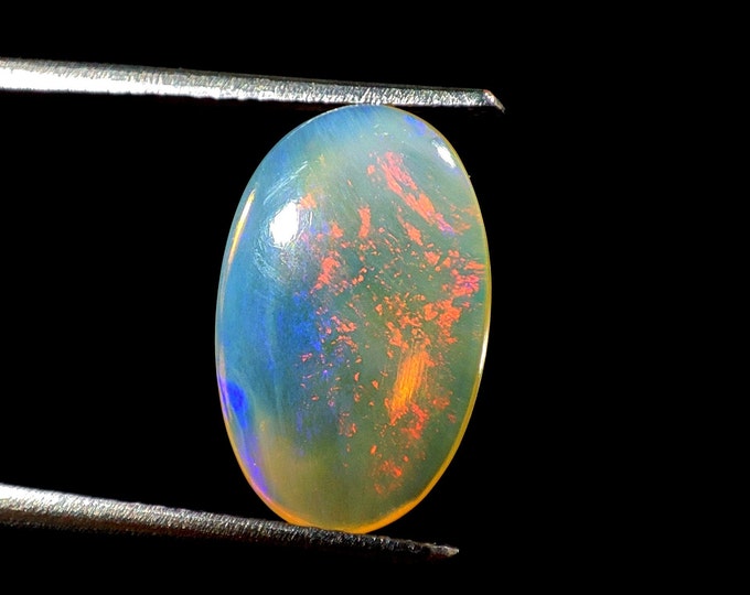 Pink & Blue Flash Transparent Australian Opal Gemstone, Oval Shape ...
