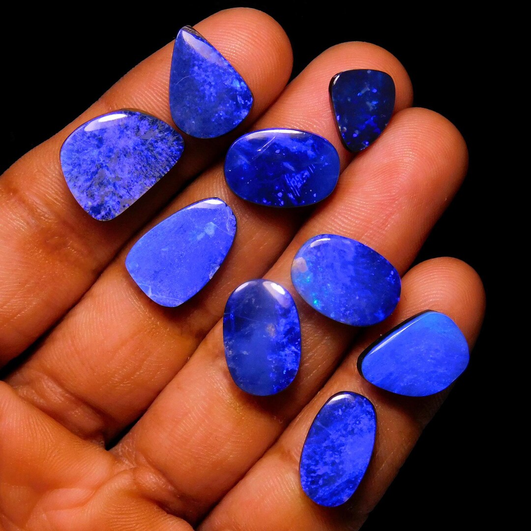 9 Pieces Australian Opal Blue Flash Doublet, Mix Shape Good Quality ...