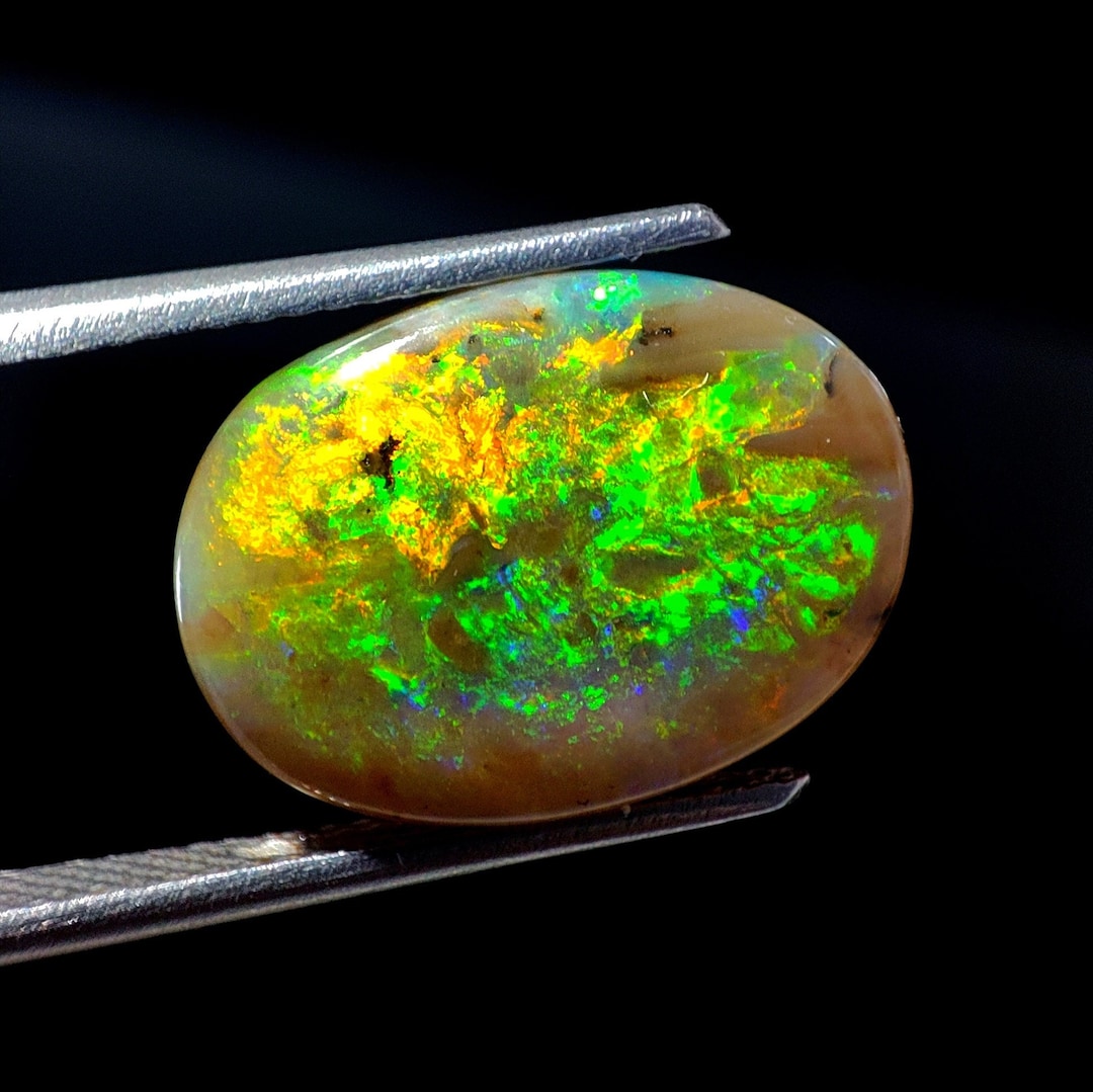 Gorgeous Natural Australian Opal Gemstone, Oval Shape Cabochons, Yellow ...