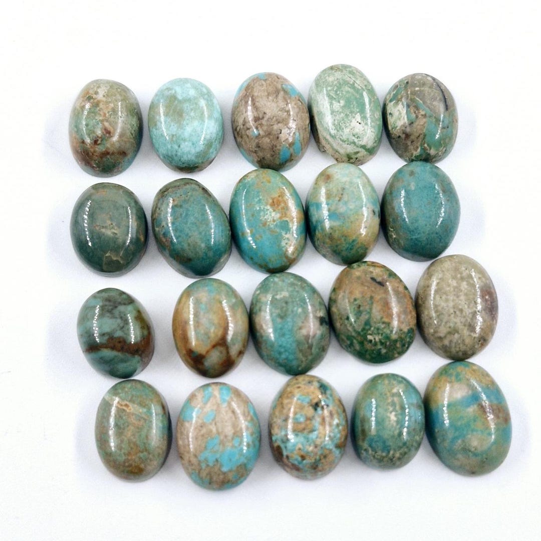 20 Pieces Arizona Turquoise Oval Shape Cabochons, Good Quality Well ...