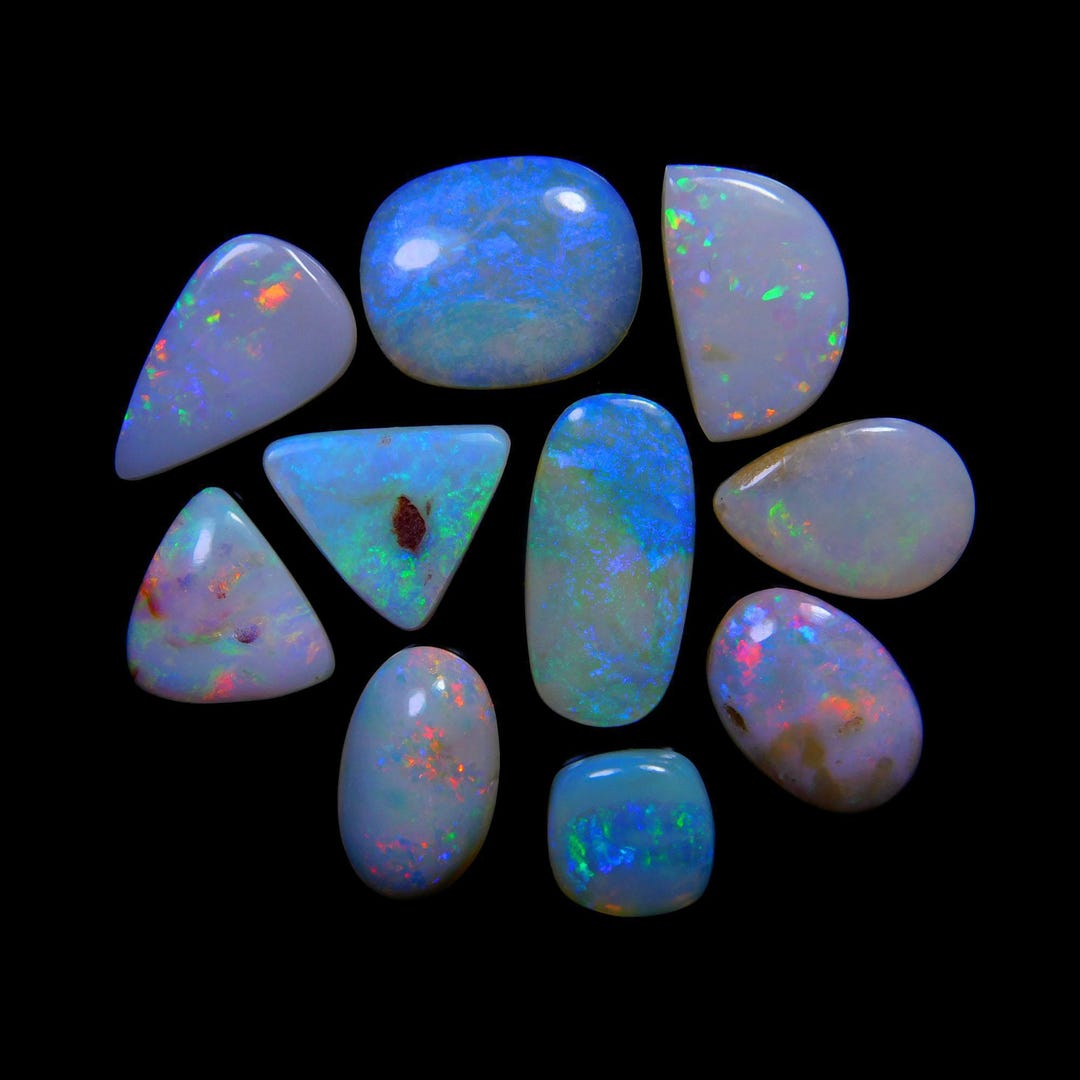 10 Pieces Australian Opal Mix Shape Cabochons, Good Quality Multi Flash ...