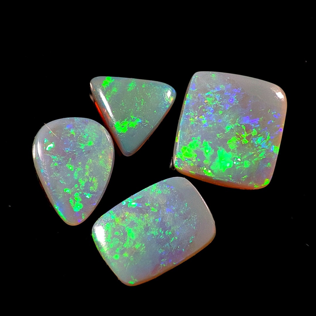 4 Pieces Super Green & Blue Flash Australian Opal Gemstone - Etsy