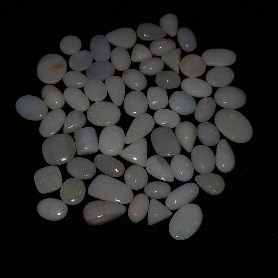 Coober Pedy Plain Australian Opal Mix Shape Cabochons, White Base ...