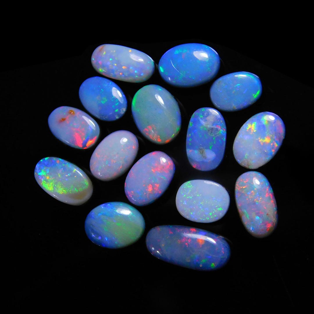 Oval Shape Natural Australian Opal Multi Flash Doublet Gemstone Batch. - Etsy