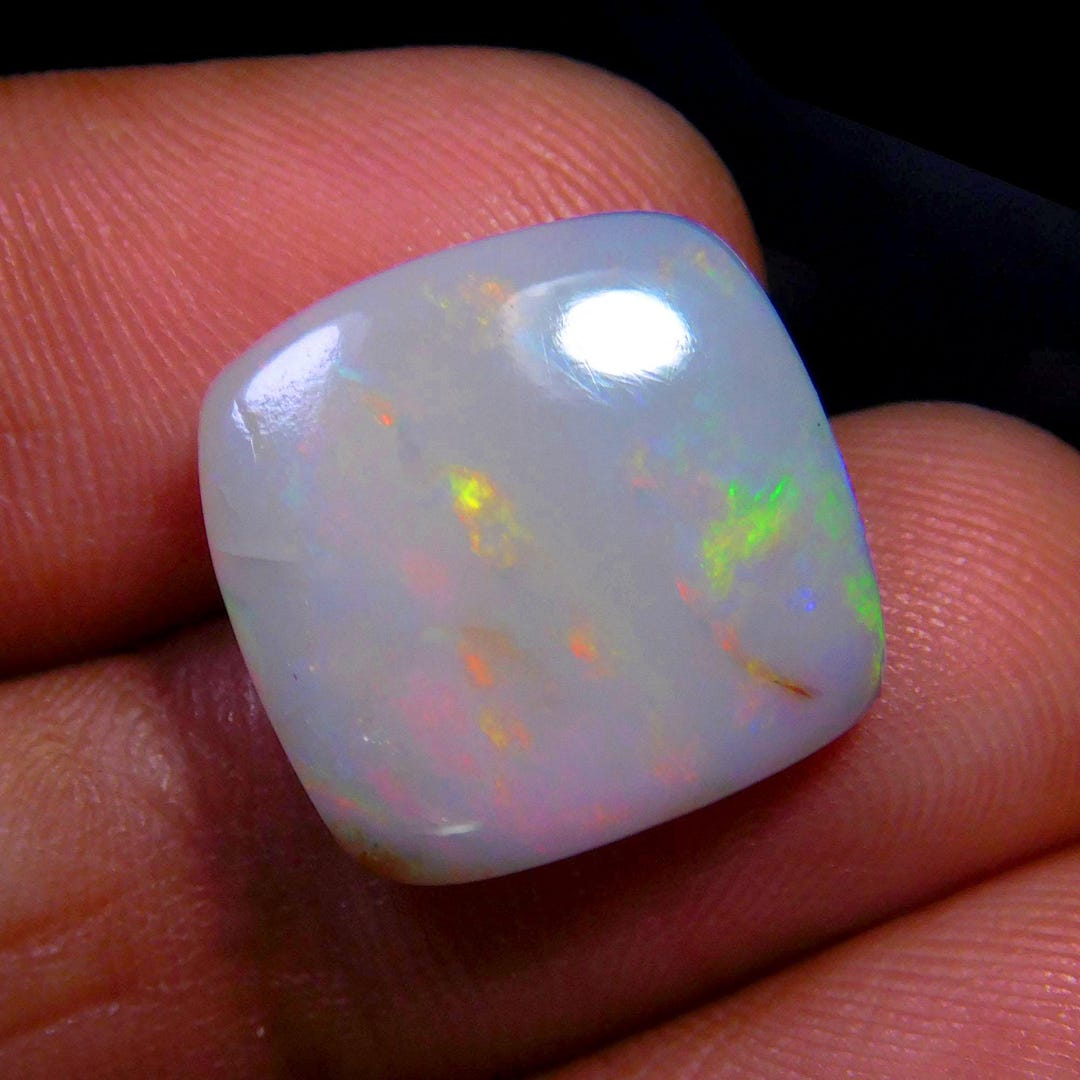 Natural Australian Opal Square Cabochon: Multi Flash Gemstone (14.55x14 ...