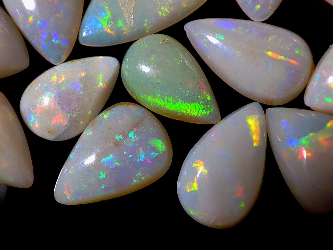 Coober Pedy Australian Opal Pear Shape Cabochons, Good Quality Multi ...