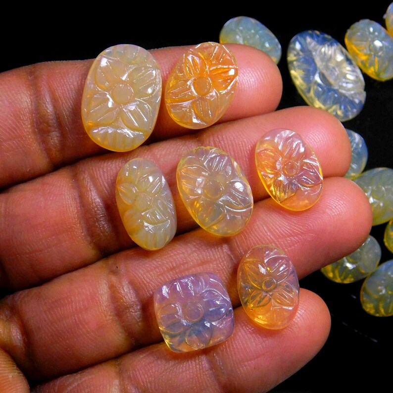 Yellow Transparent Australian Opal Cabochon, Mix Shape Good Quality ...