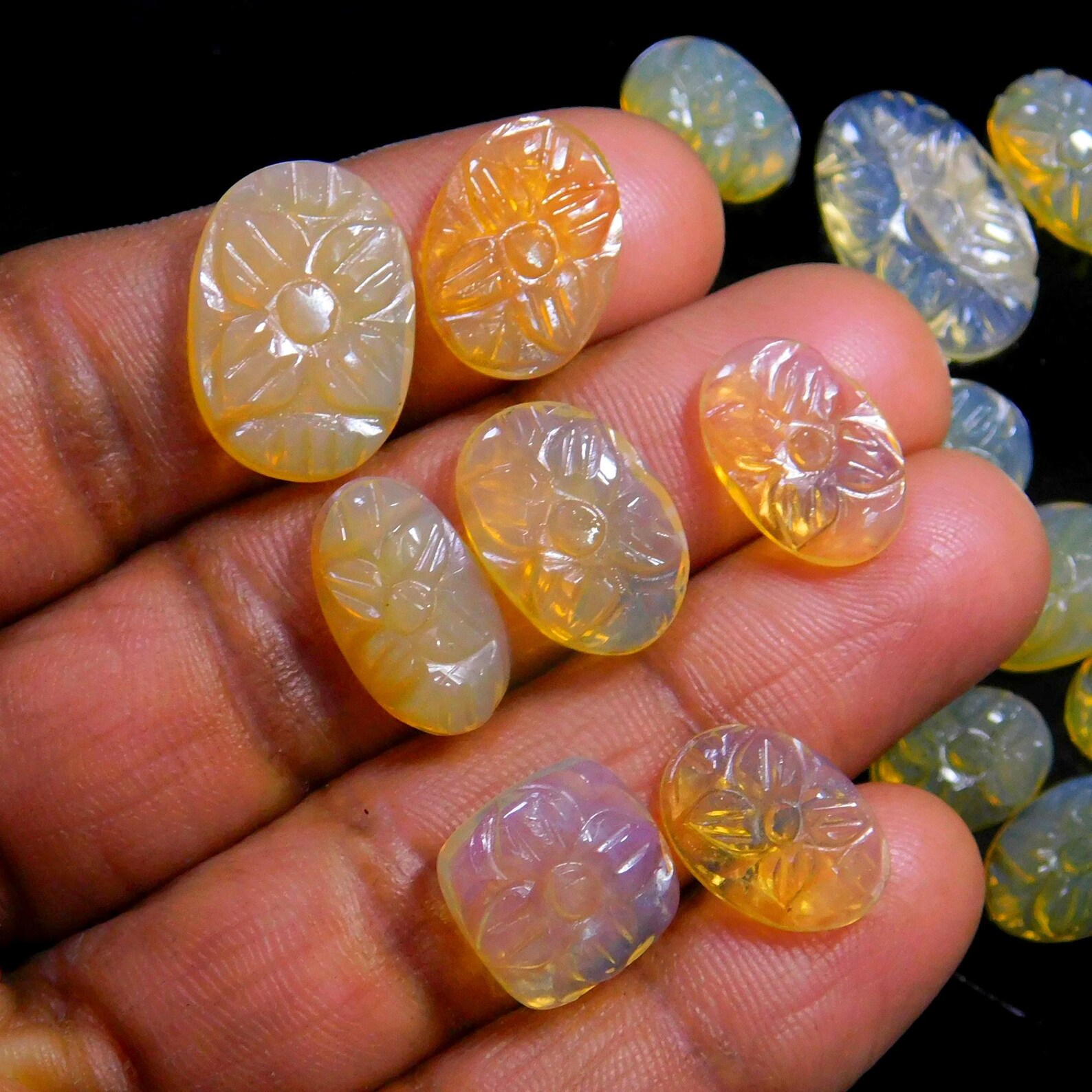 Yellow Transparent Australian Opal Cabochon, Mix Shape Good Quality ...