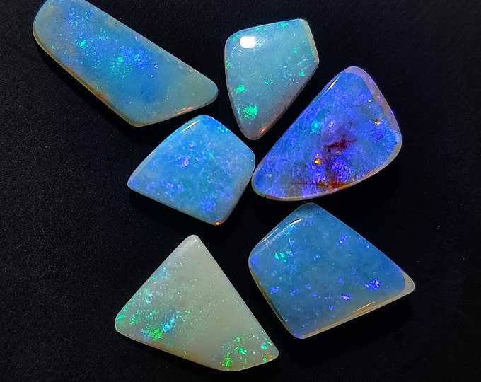 6 Pieces Beautiful Blue & Green Flash Australian Opal Gemstone, Fancy ...