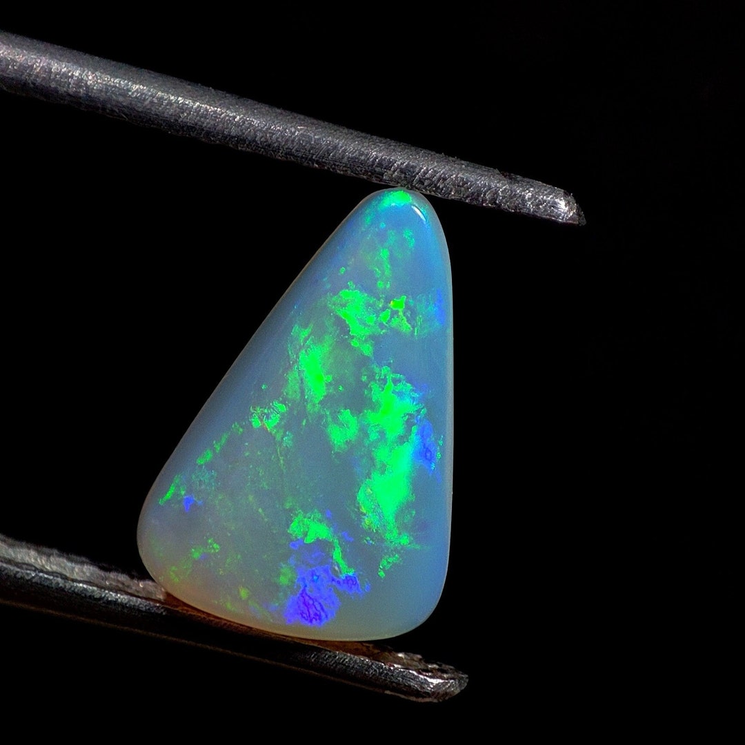 Natural Australian Opal Pear Shape Cabochons, Bright Green Play Color ...