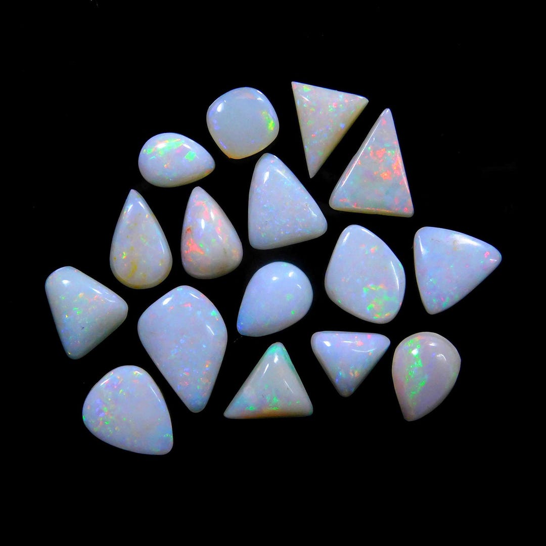 Australian Opal Cabochons, Multi Flash Gemstones, Coober Pedy Opals, 16 ...