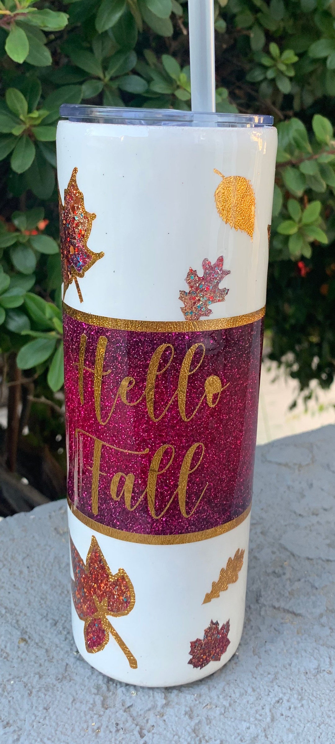 Hello Fall Tumbler Glitter 20oz Fall Coffee Cup Stainless Steel ...