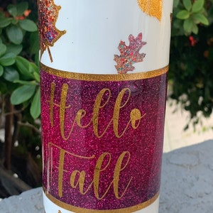 Hello Fall Tumbler Glitter 20oz Fall Coffee Cup Stainless Steel ...