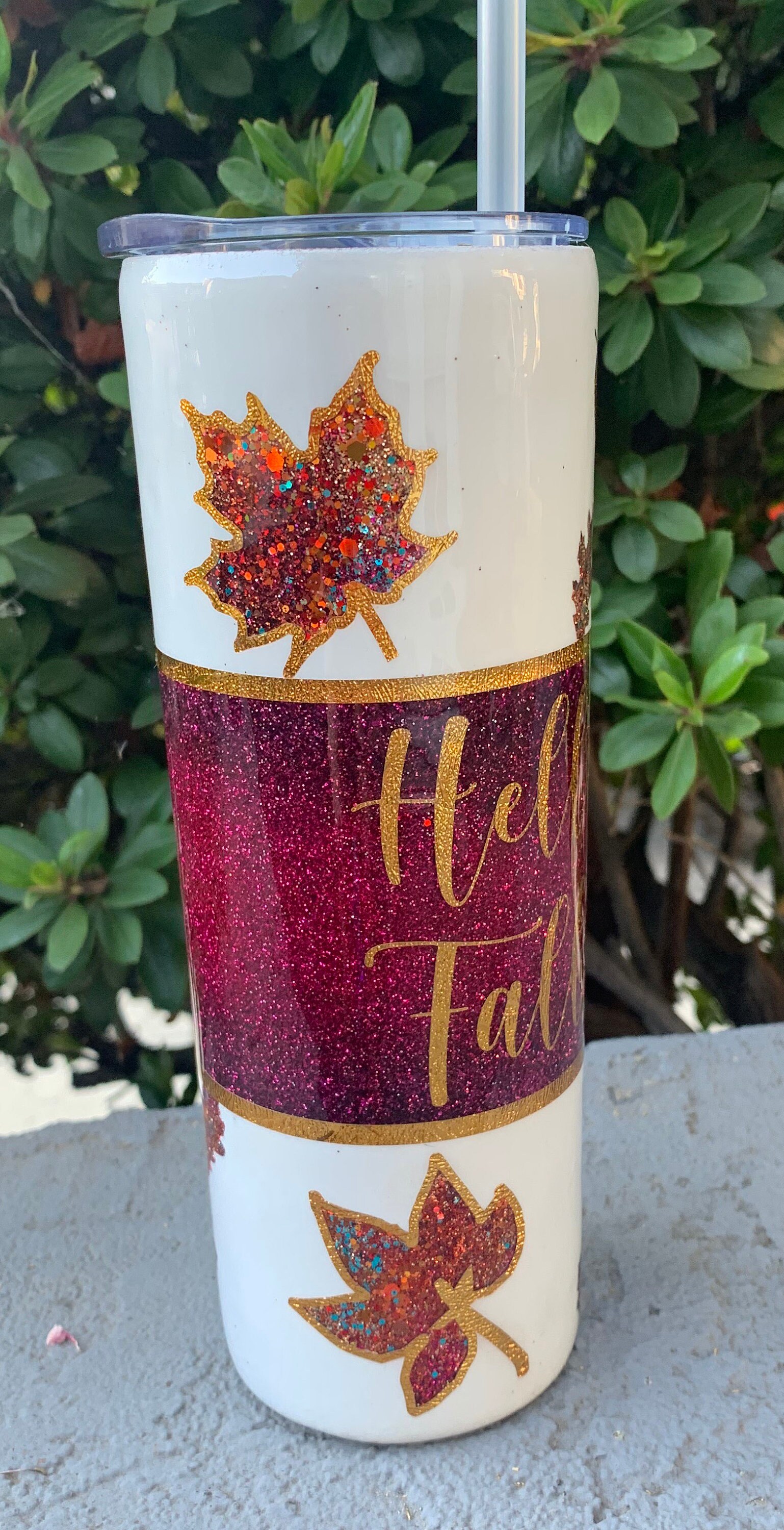 Hello Fall Tumbler Glitter 20oz Fall Coffee Cup Stainless Steel ...
