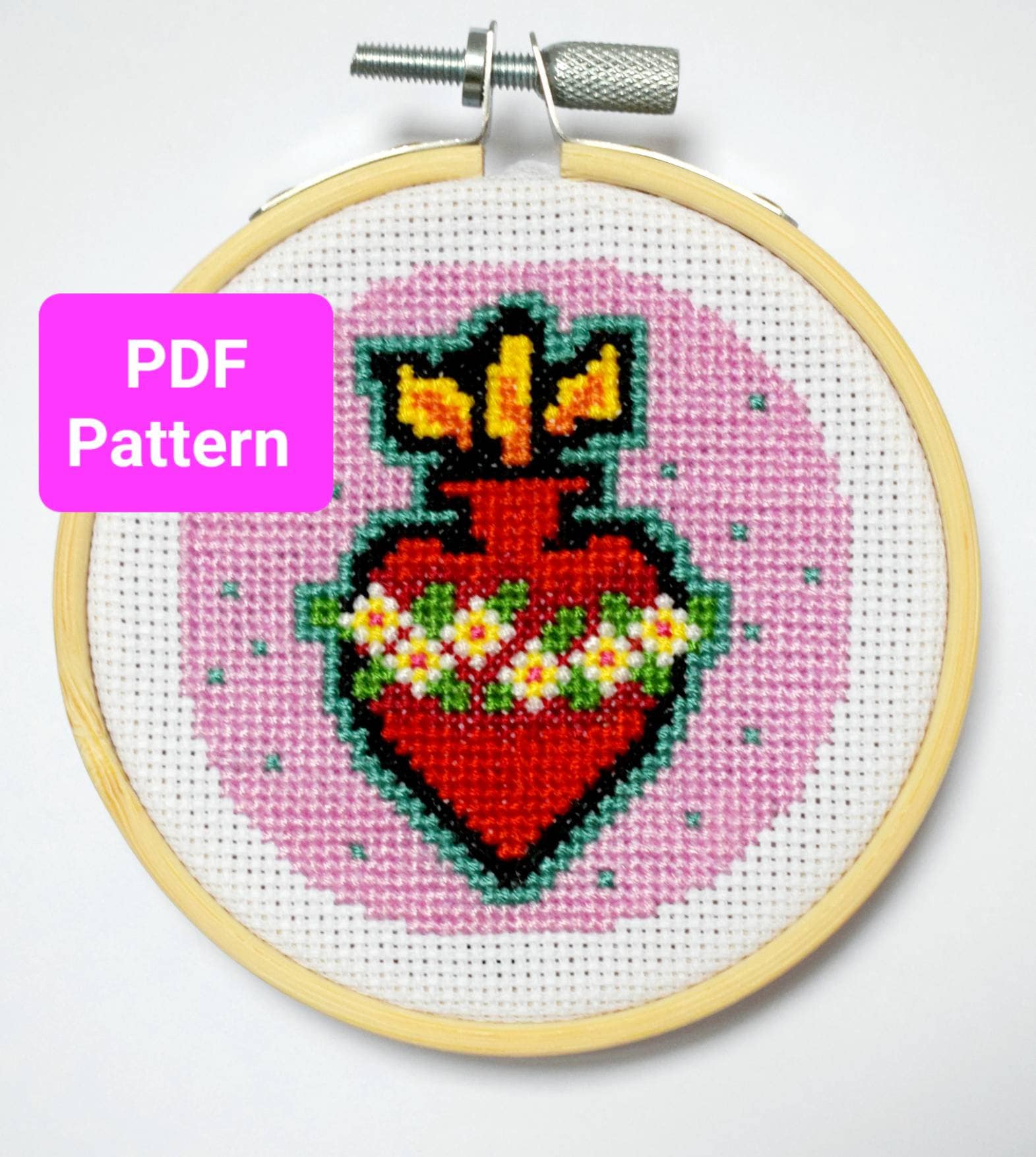 Sacred Heart PDF Pattern - Etsy UK