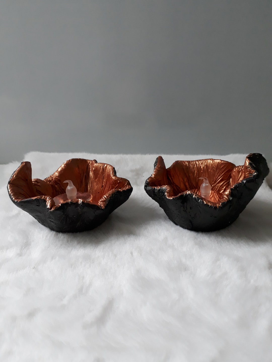 Concrete Light Bowls With Battery-operated Tea Lights, Handmade, Home ...