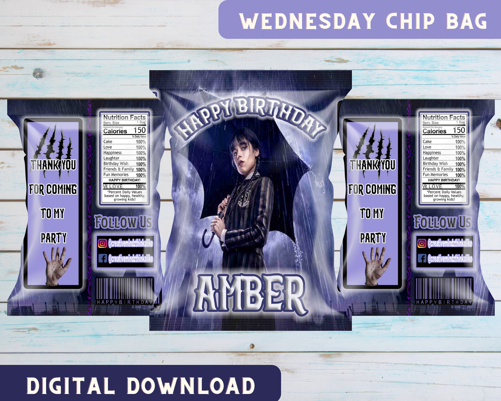 Wednesday Chip Bag |digital Template| Birthday Party - Etsy