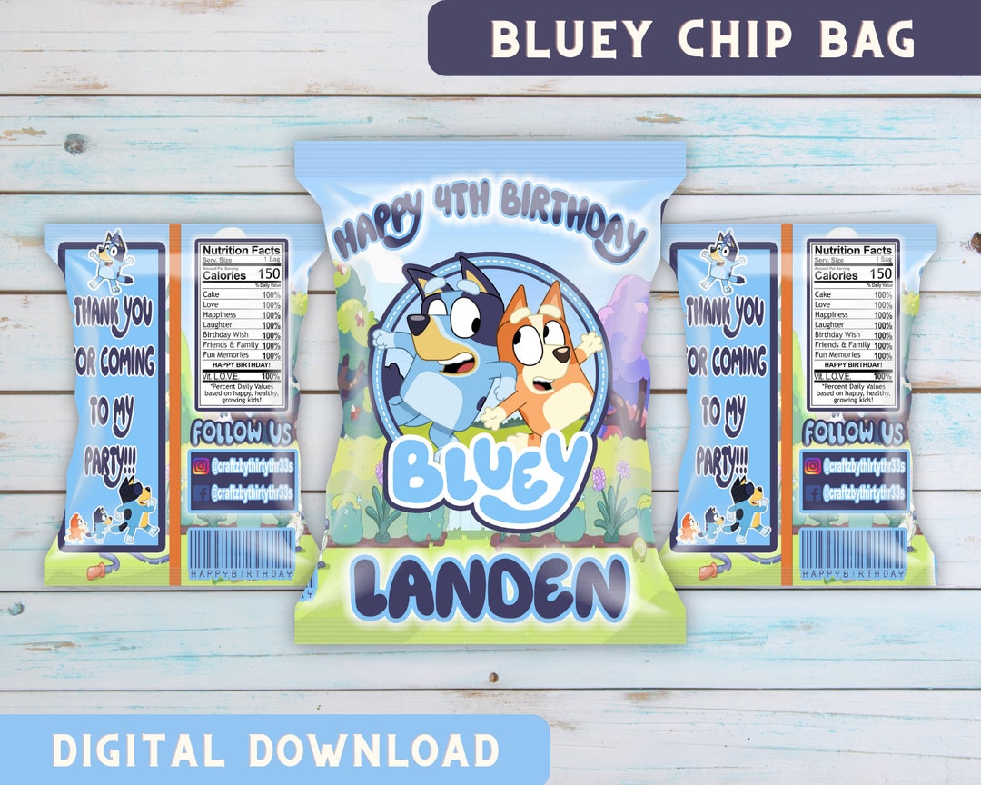 Bluey Chip Bag Digital Template Birthday - Etsy Australia