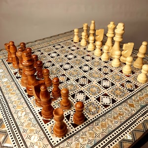 Chess Table Inlaid Mother of Pearl 16"a Perfect Luxury Giftchess Game ...