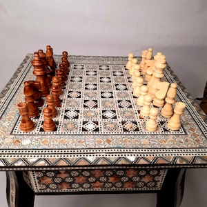Chess Table Inlaid Mother of Pearl 16"a Perfect Luxury Giftchess Game ...