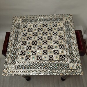 Chess Table With Drawer Inlaid Mother of Pearl 20" A Perfect Luxury ...