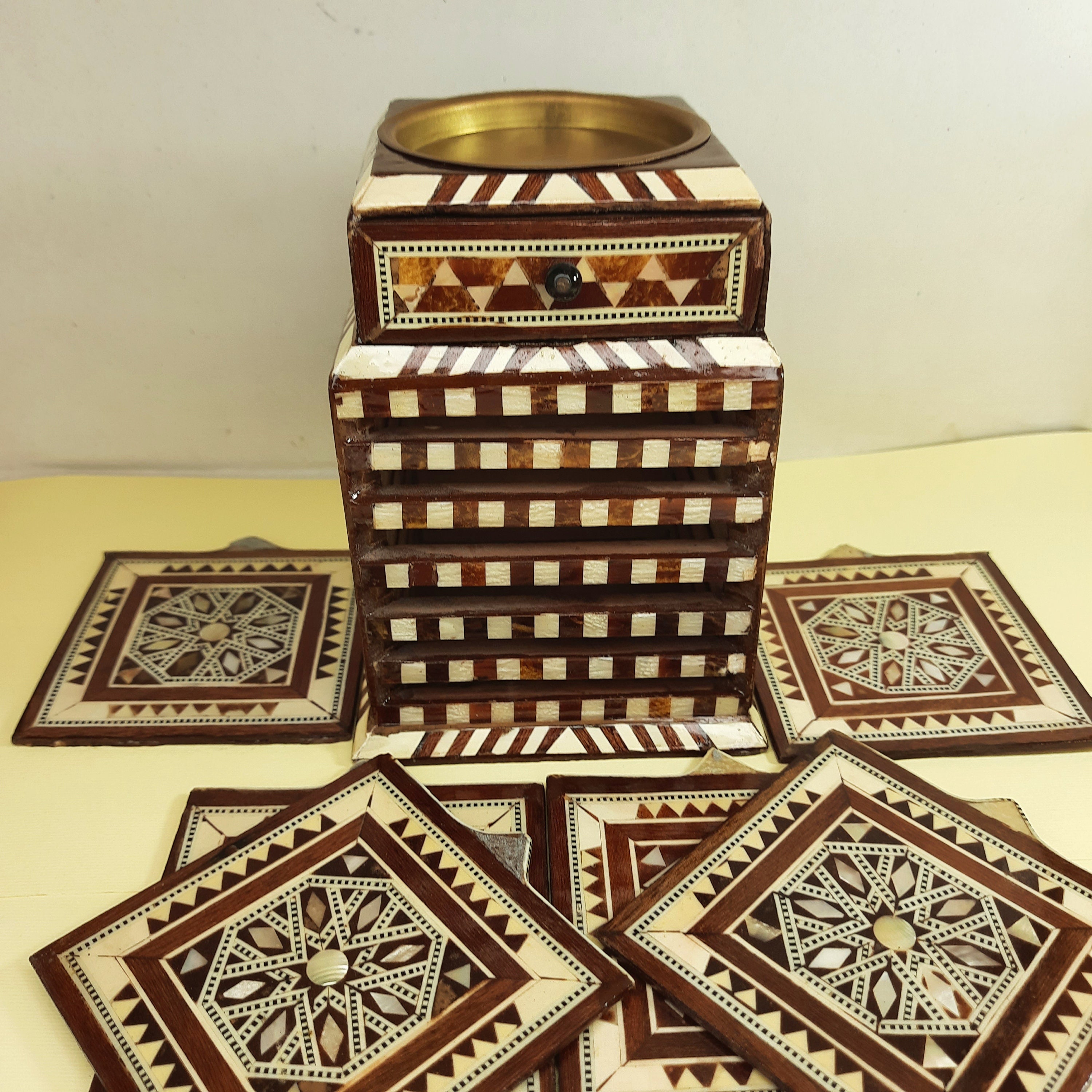 Coaster .coaster Set. Wooden Coasters.antique Egyptian Handcrafted ...