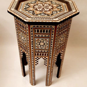 Handmade Furniture Egyptian 24" Height Mosaic Wood Side Table,mother of ...