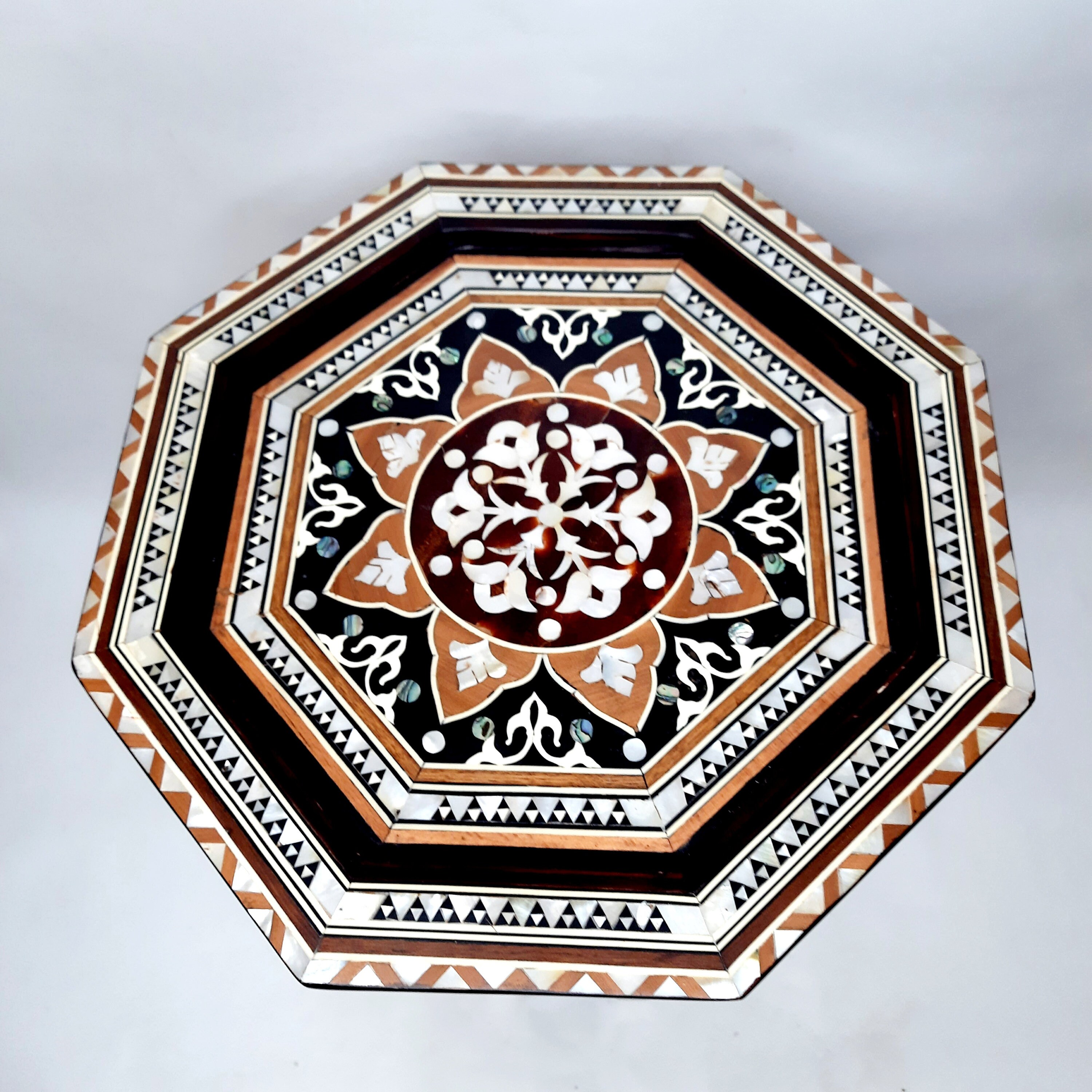 Handmade Furniture Egyptian 24" Height Mosaic Wood Side Table,mother of ...