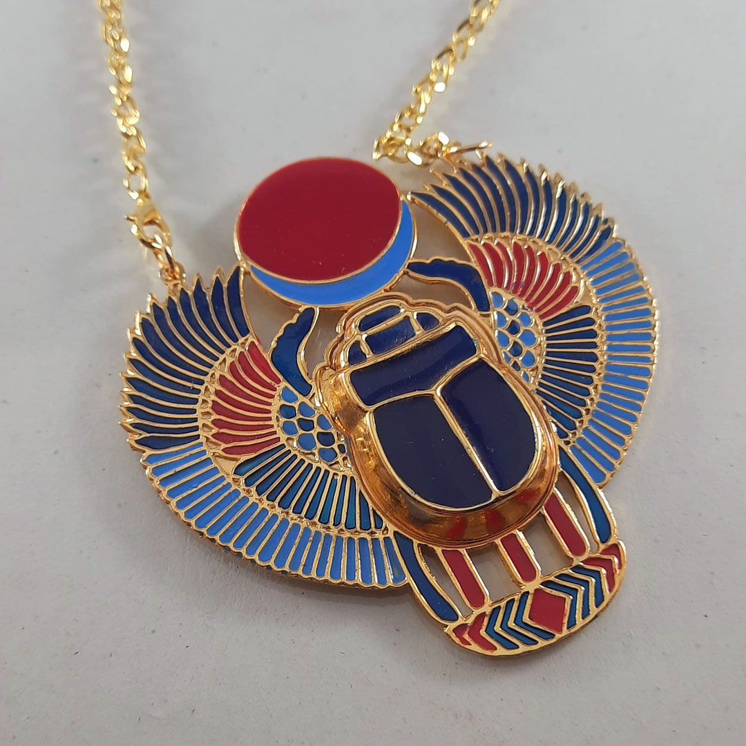Egyptian Sacred Scarab Pendant - Golden Scarab Pendant - Egyptian ...