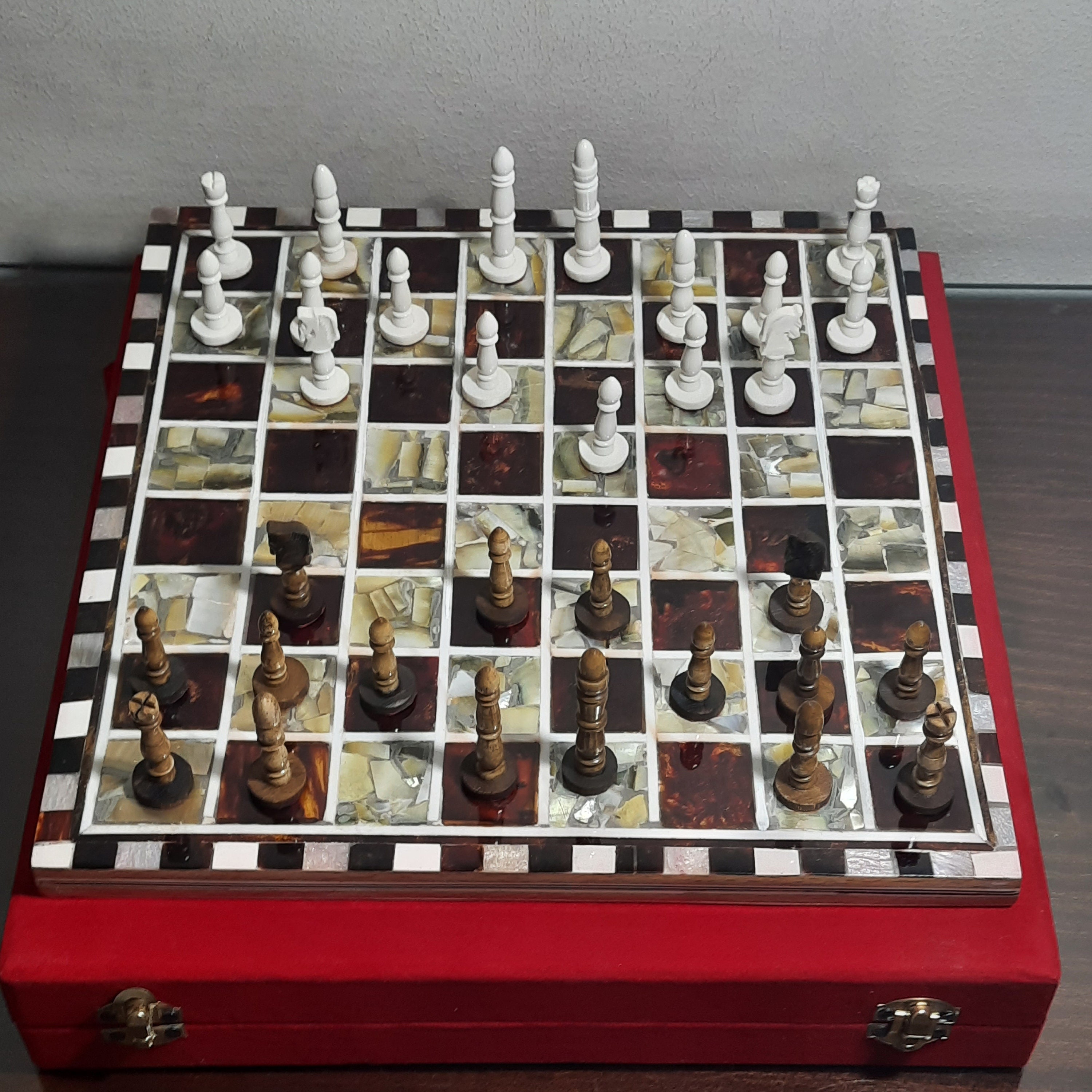 Chess Chess set .chess pieces .Chess boards. mother of pearl | Etsy