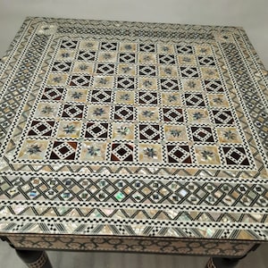 Chess Table With Drawer Inlaid Mother of Pearl 20" A Perfect Luxury ...