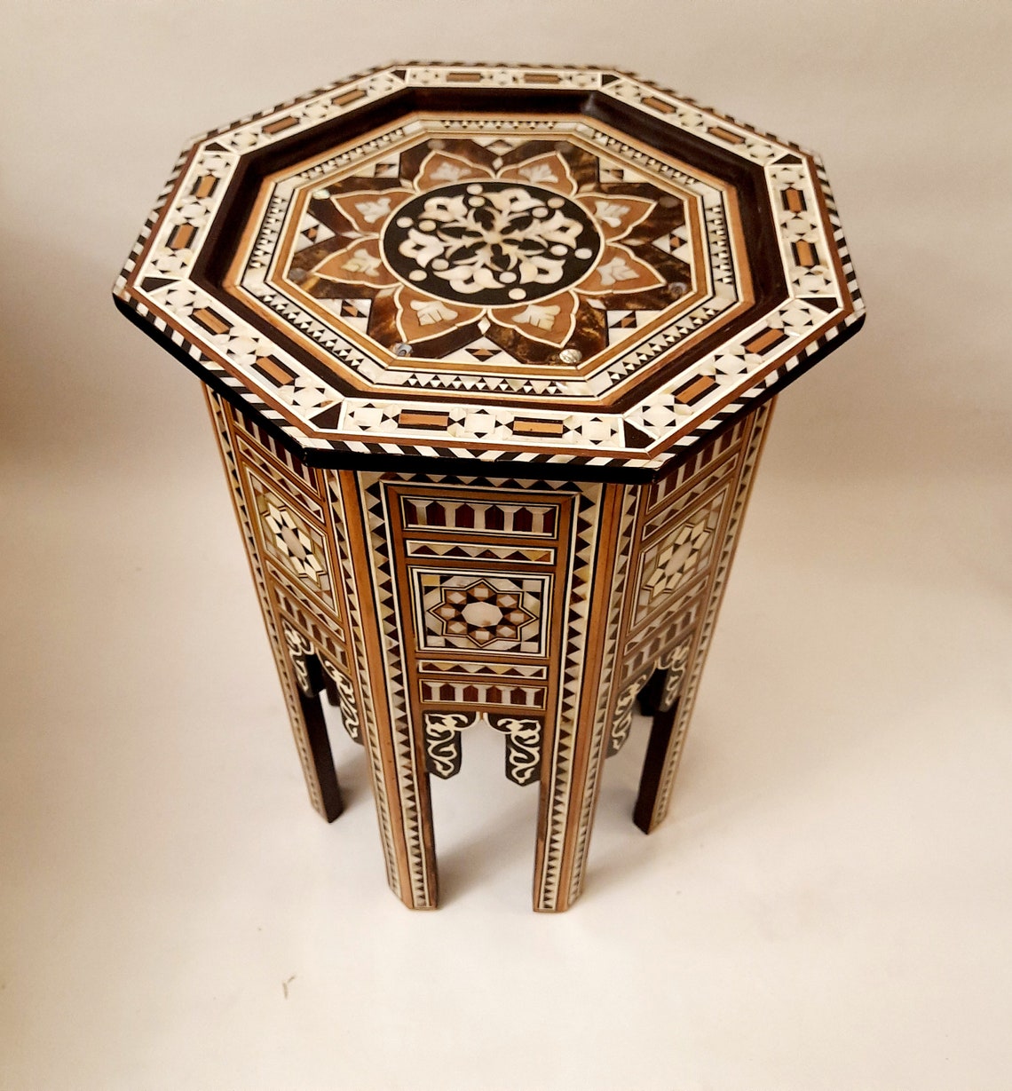 Handmade Furniture Egyptian 24" Height Mosaic Wood Side Table,mother of ...