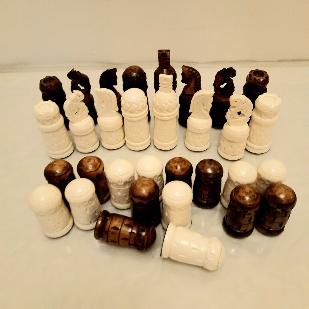 Bone Chess Pieces Set, , Handcarved Bone Chess Pieces Set, Chess Set ...