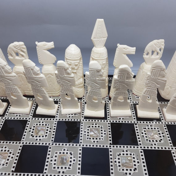 Bone Chess Pieces Set Handcarved Bone Chess Pieces Set | Etsy