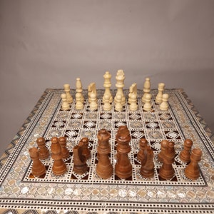 Chess Table Inlaid Mother of Pearl 16"a Perfect Luxury Giftchess Game ...