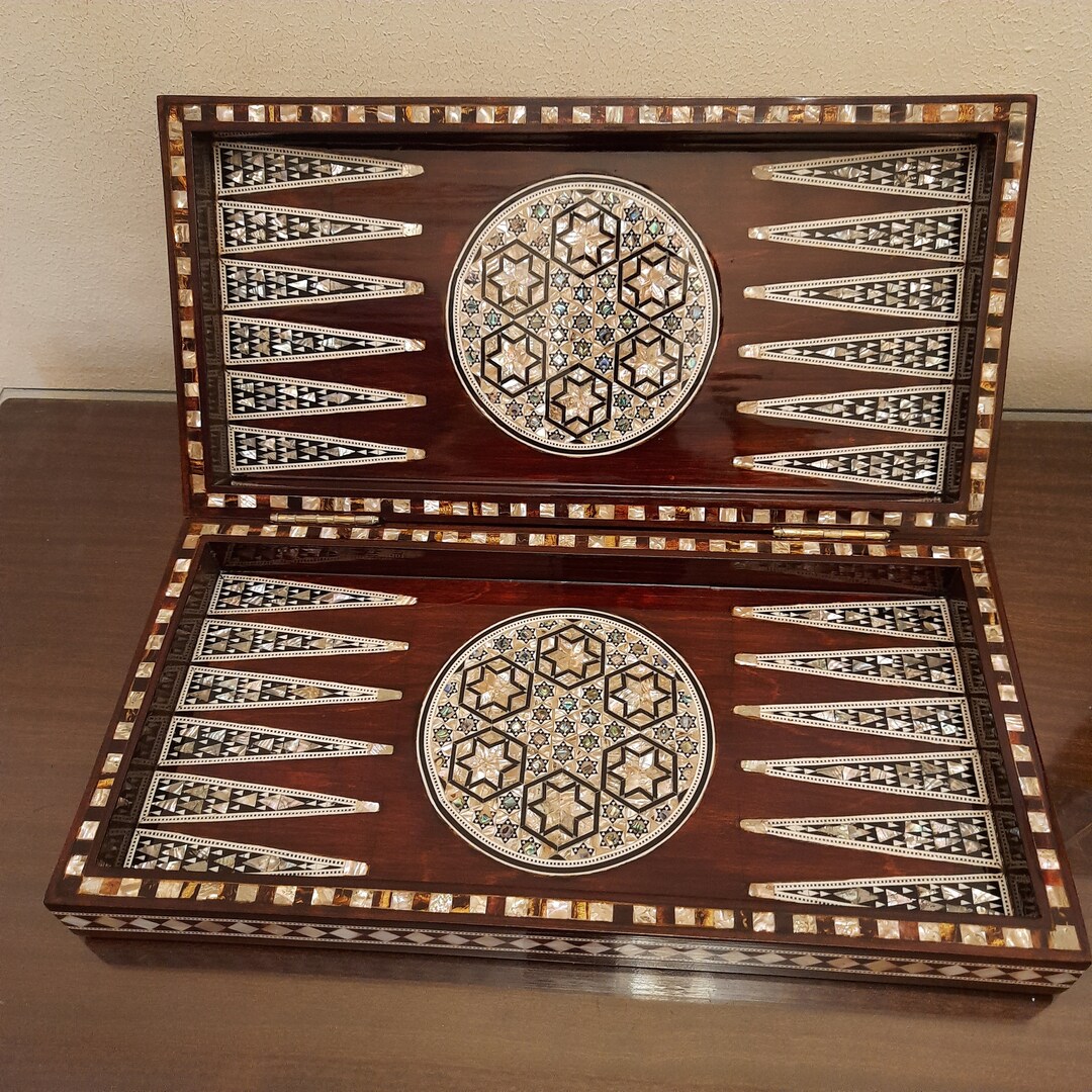 Amazing Vintage Handmade Backgammon & Chess Board Egyptian Wood Inlaid ...