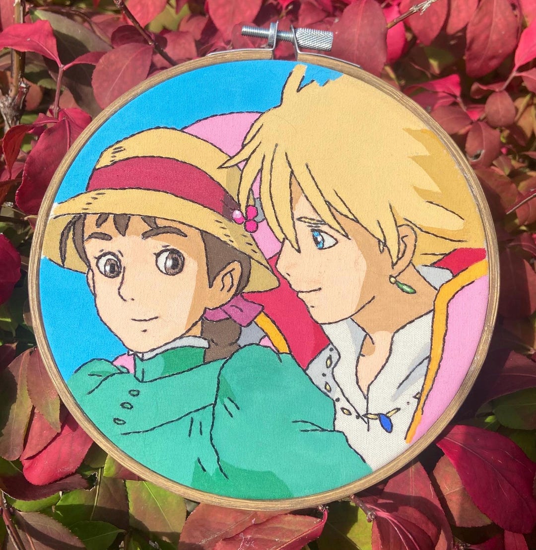 Howls Moving Castle Howl and Sophie Embroidery 6 Hoop Finished Handmade ...