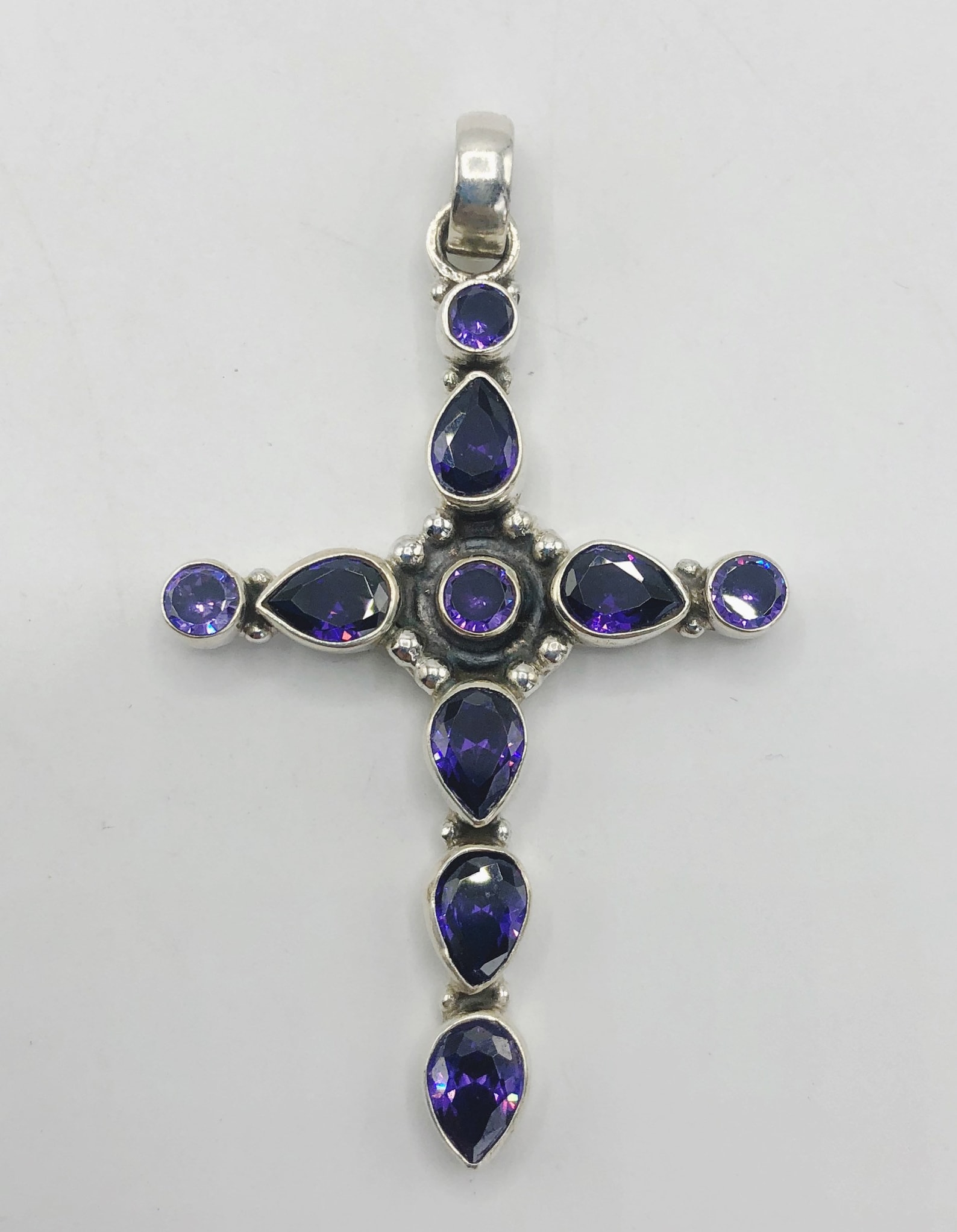 925 Pure Silver Cross Pendant- Pure Silver and Zirconium Pendant ...