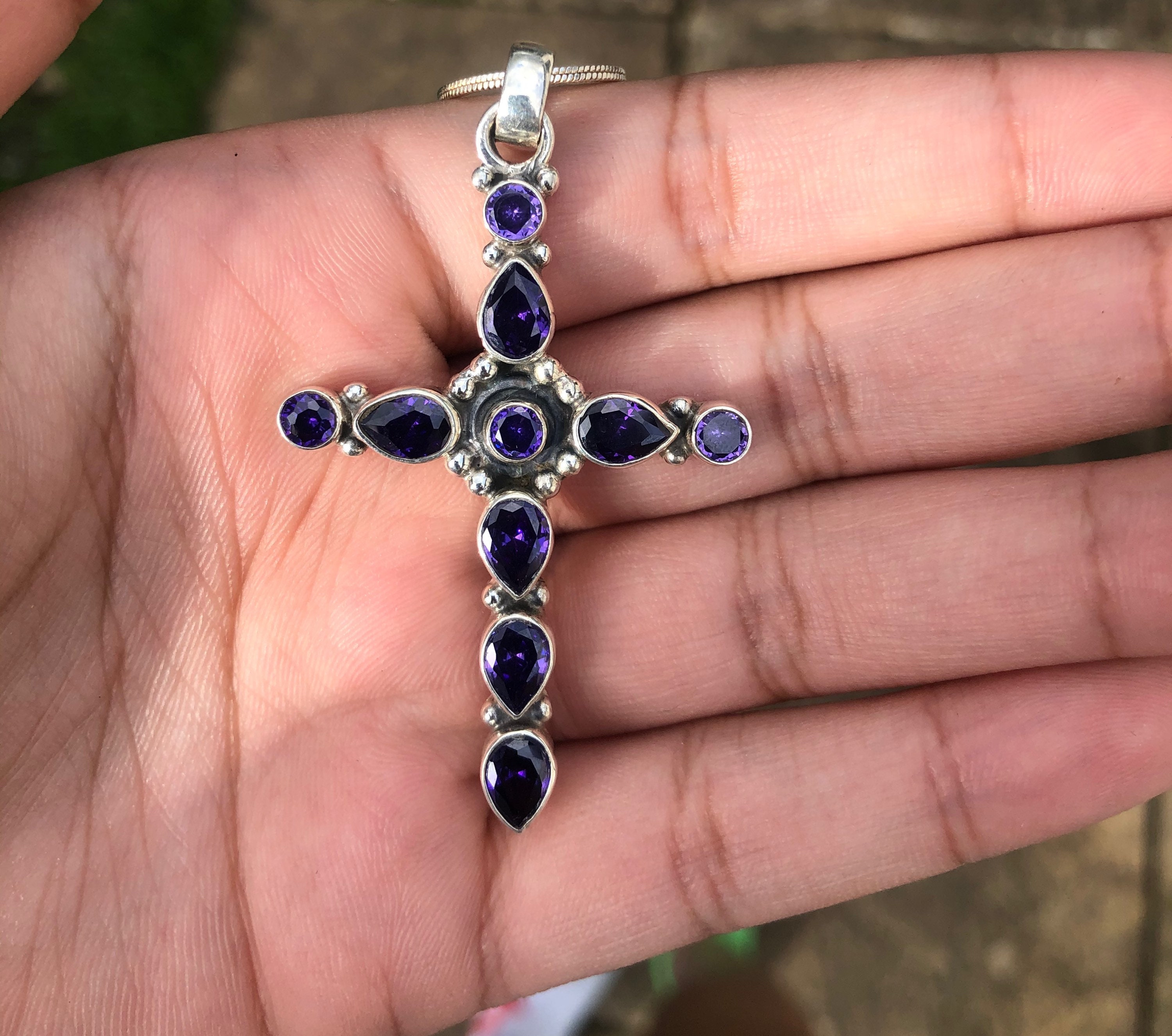 925 Pure Silver Cross Pendant- Pure Silver and Zirconium Pendant ...