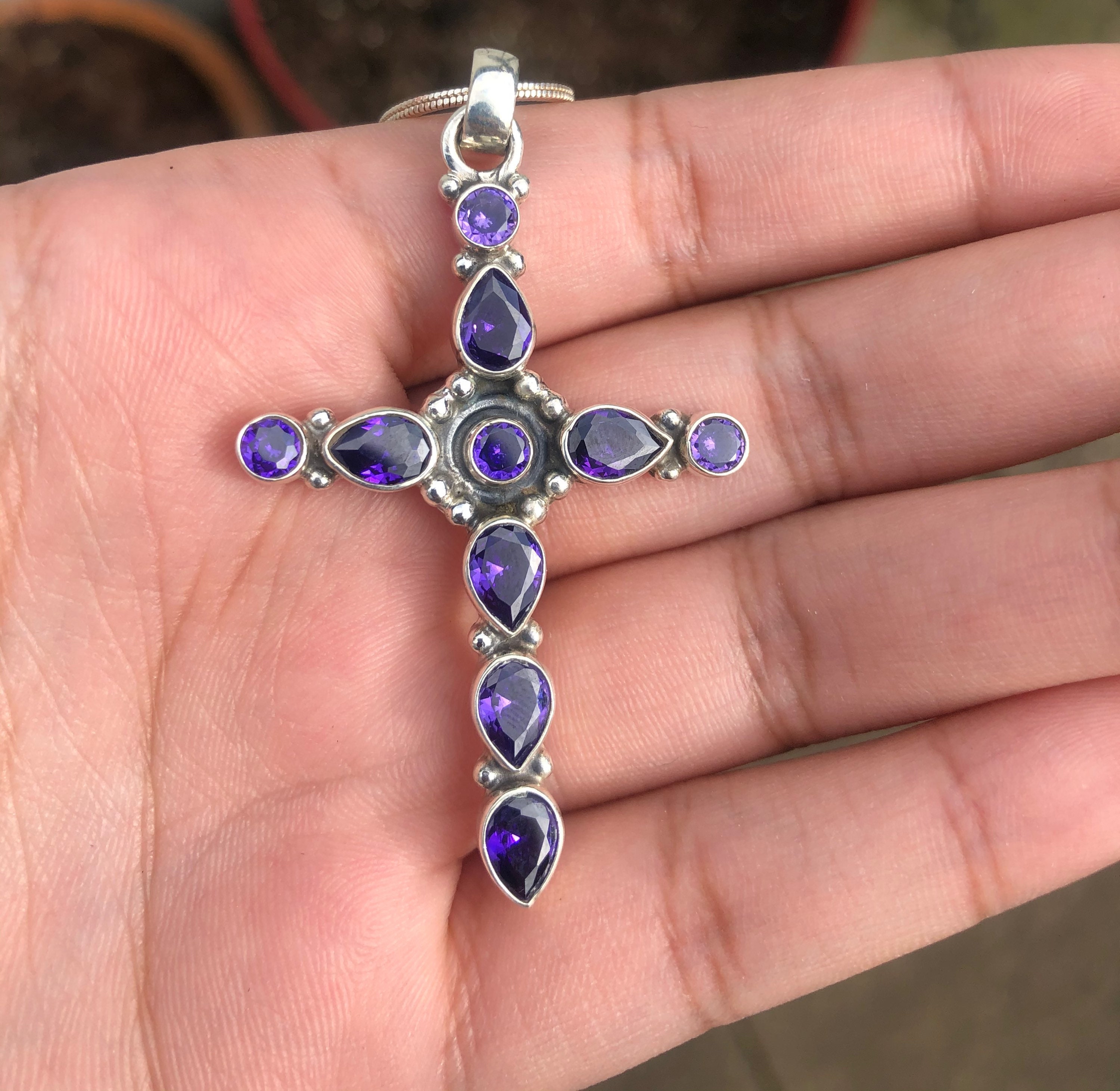 925 Pure Silver Cross Pendant- Pure Silver and Zirconium Pendant ...