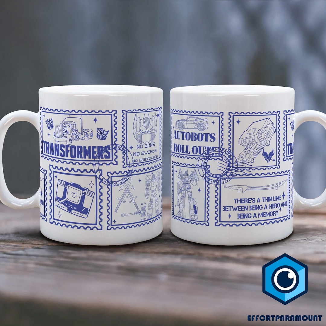 Transformers Stamp Doodle Art Mug | Optimus Prime Bumblebee Merch ...