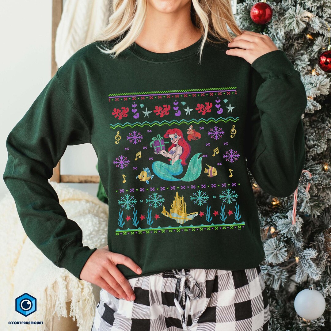Little Mermaid Ariel Ugly Christmas Sweatshirt | the Little Mermaid ...