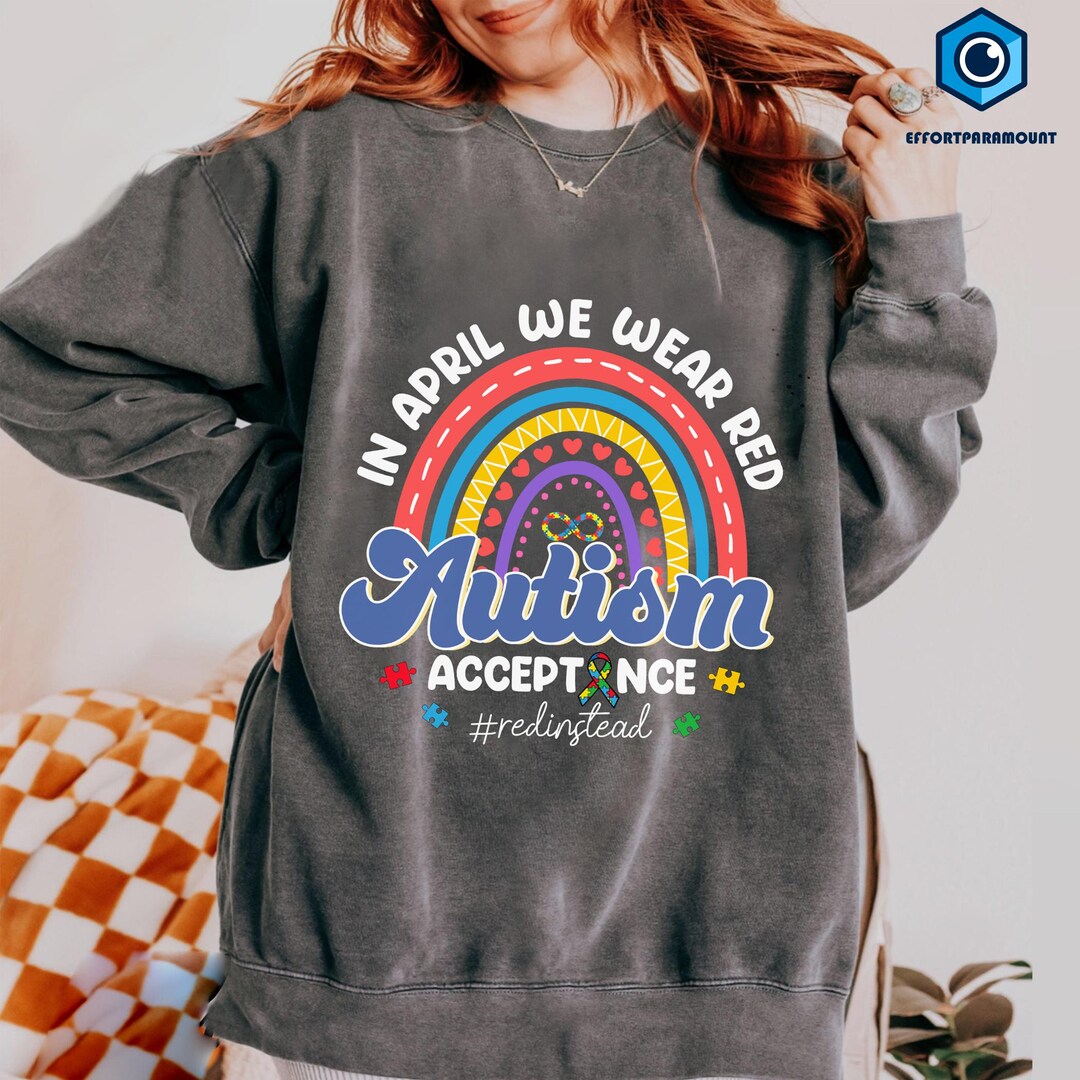 In April We Wear Red Autism Acceptance Shirt, Autism Support Shirt ...