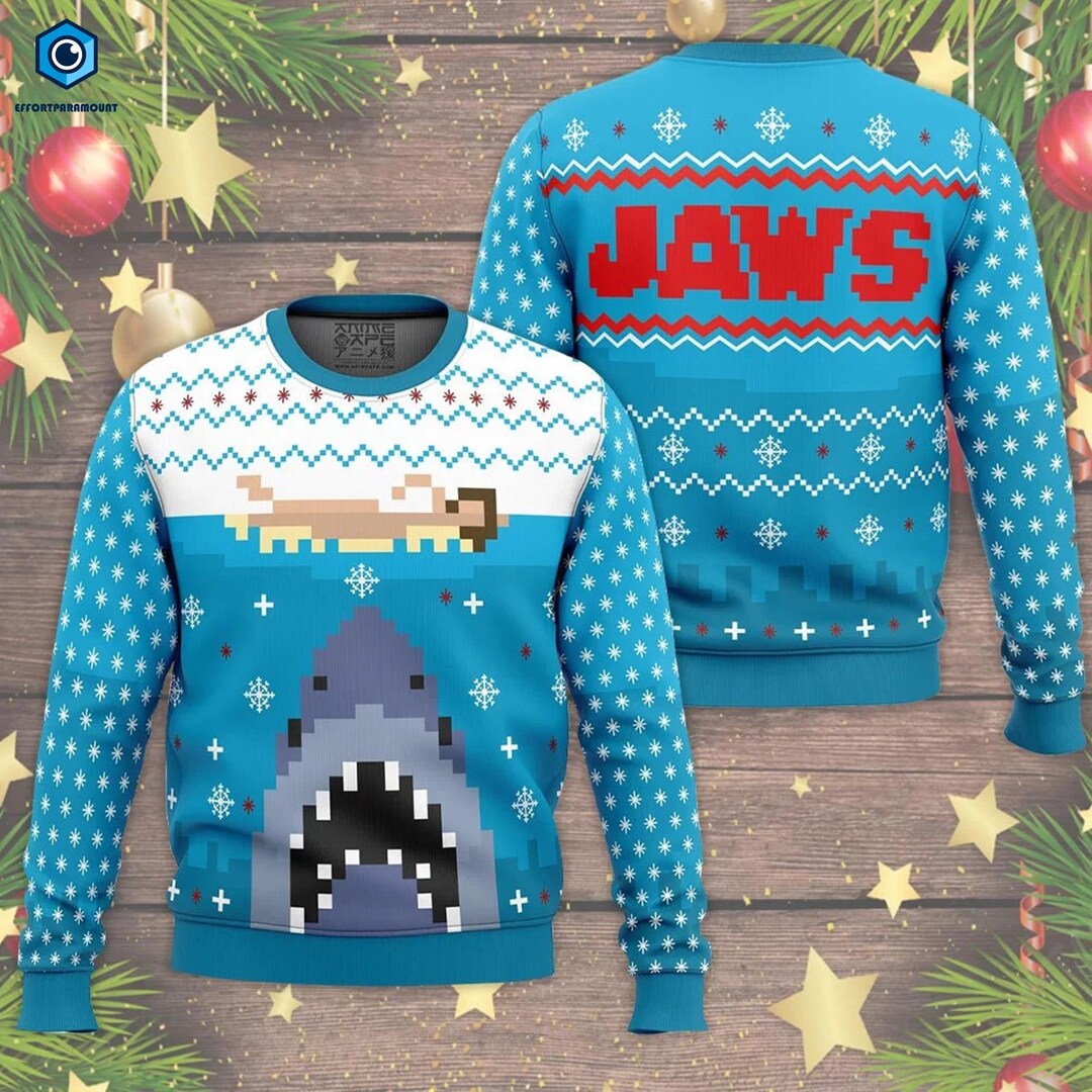 Jaws Ugly Christmas Sweater, Gifts for Christmas, Shark Christmas ...