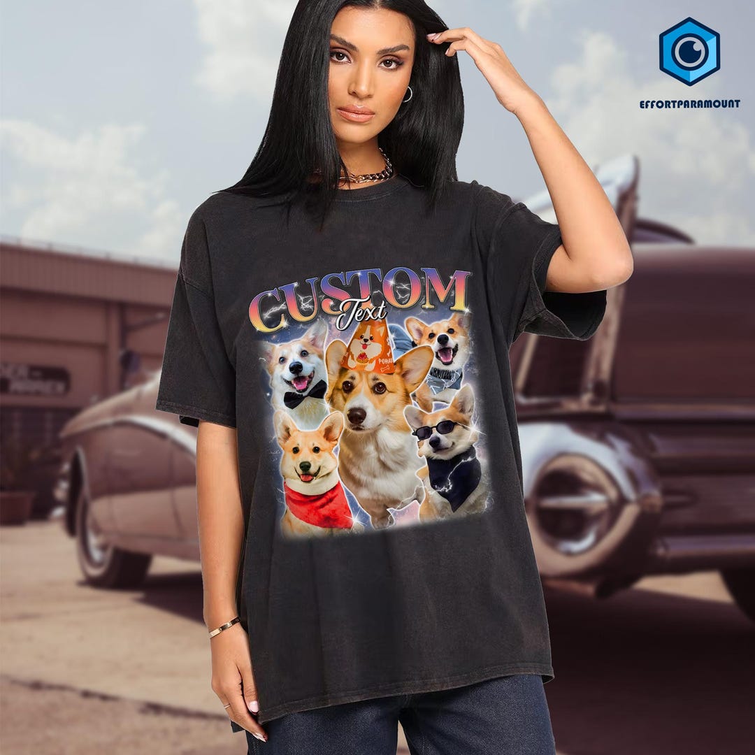 Custom Bootleg Dog Rap Tee, Custom Pet Shirt, Retro Graphic 90s Shirt ...