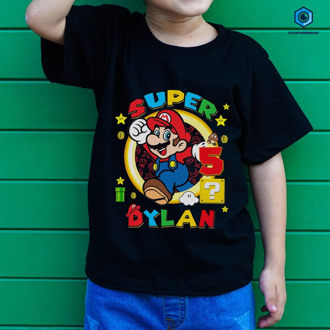 Personalized Super Mario Birthday Shirt, Mario Birthday Party T-shirt ...